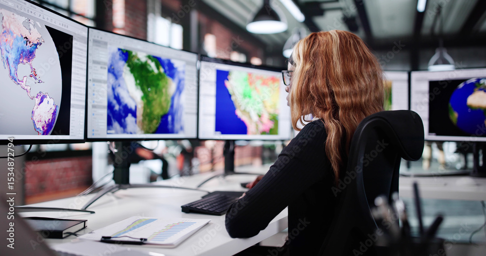 Professional Meteorologist Analyzing Climate Science Data Stock Photo ...