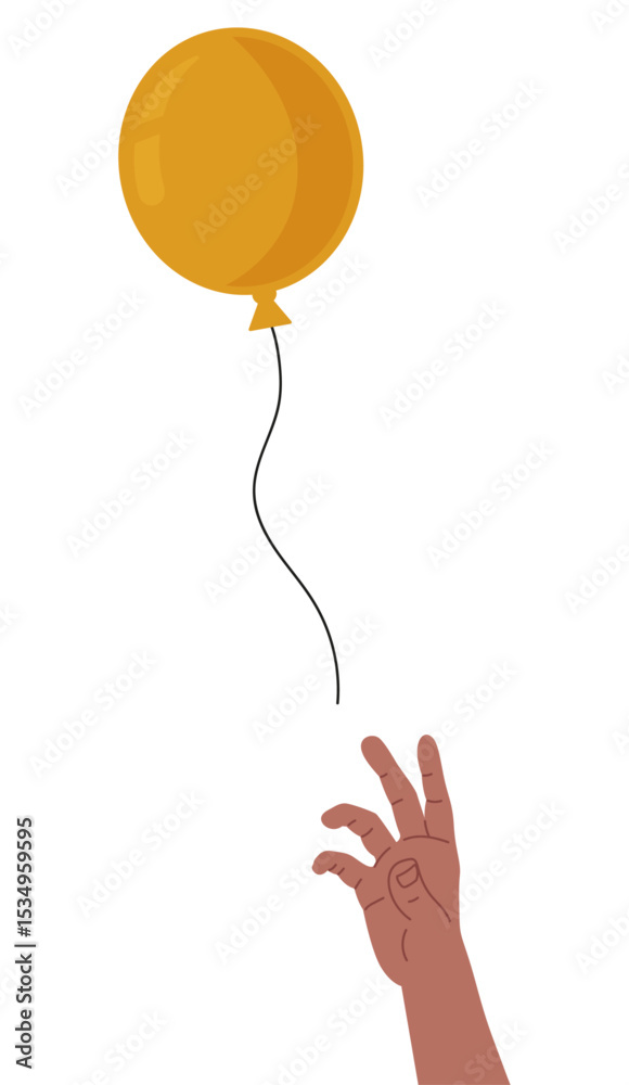 Main ouverte qui laisse un ballon jaune s'envoler dans les airs ...