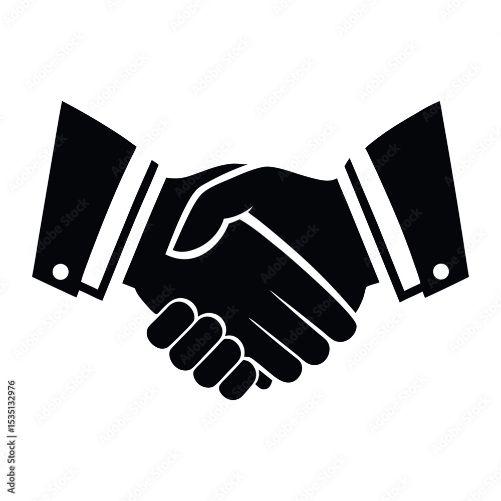 Handshake Silhouette Vector–Business Deal and Partnership, Teamwork, agreements, Symbol. Ideal ...