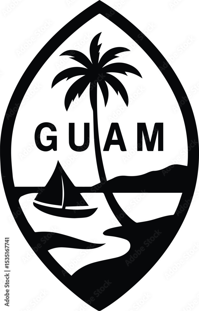 Guam flag center crest on transparent background Stock Vector | Adobe Stock