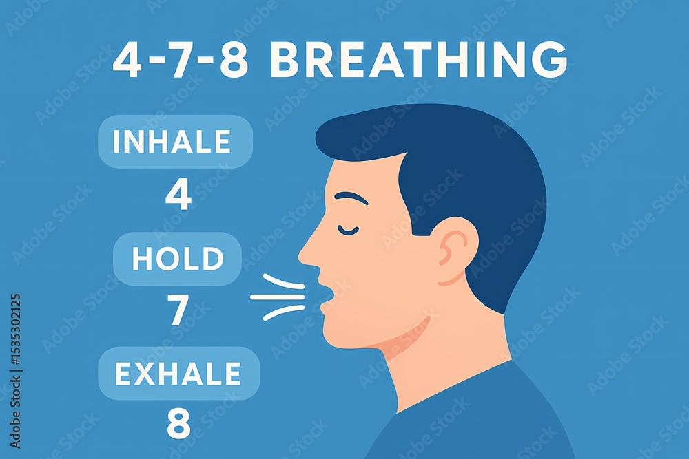 4-7-8 breathing technique explained visually, AI generated Stock ...