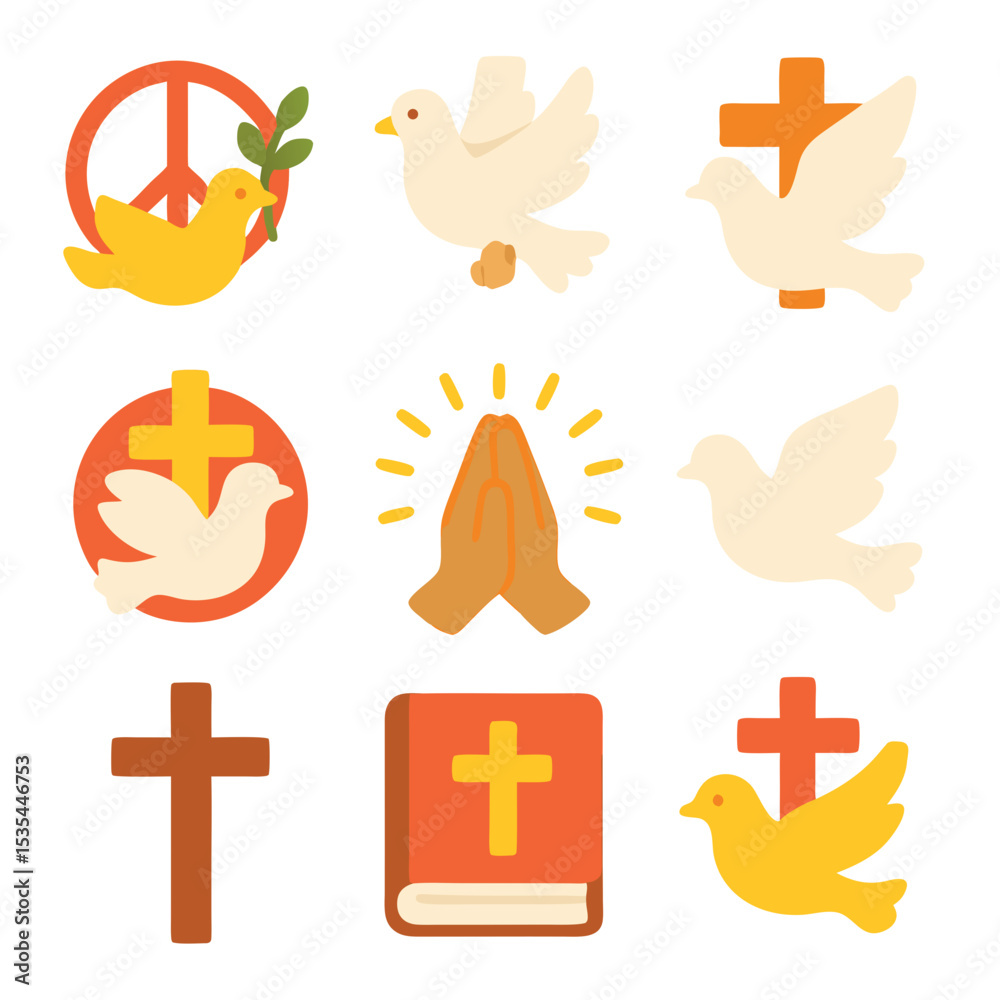 Heres a sentence describing the image the image shows nine religious ...