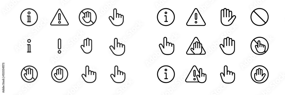 Symbols displaying various forms of warnings and informational cues in ...
