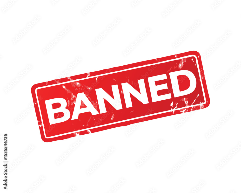 Red "BANNED" Stamp with Bold Letters for Prohibited or Restricted ...