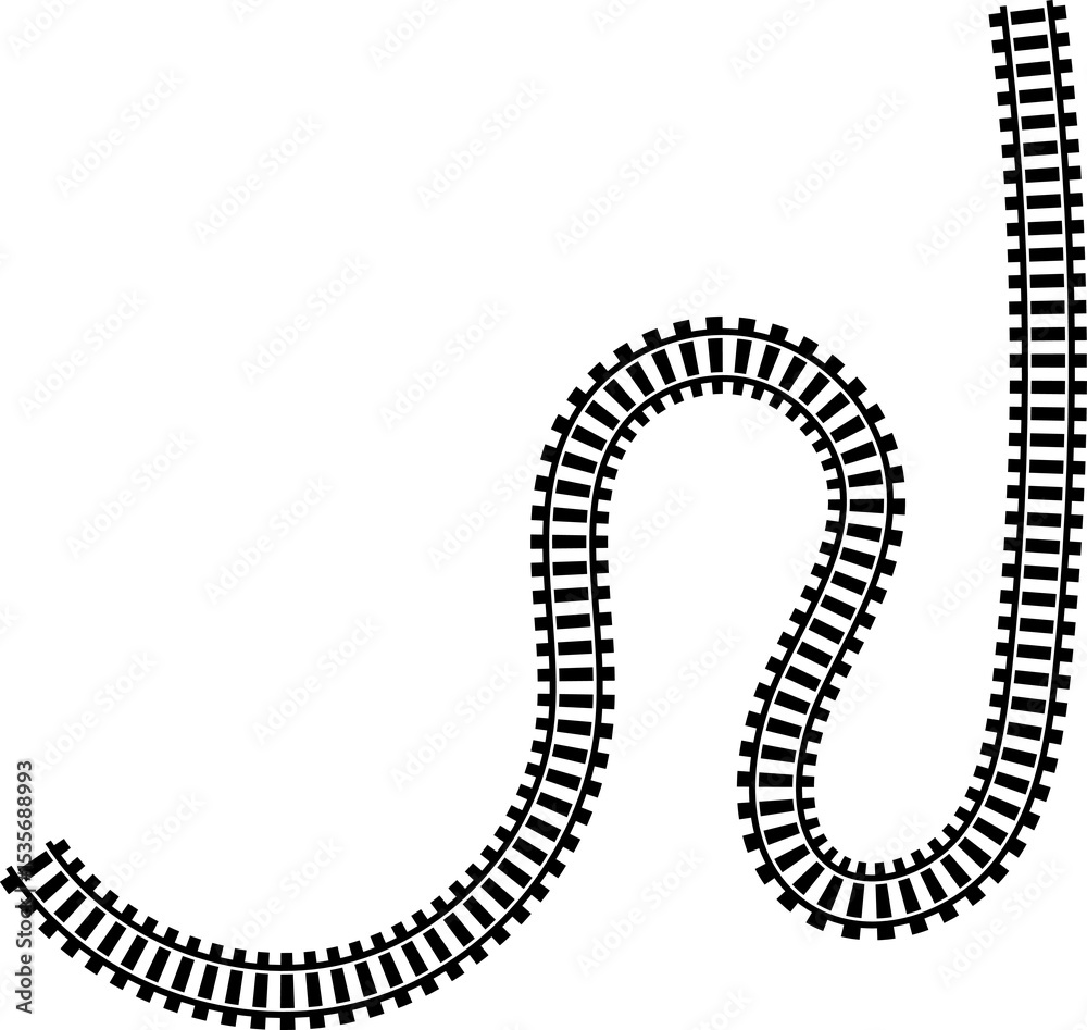 Railway train track route. Rail line, subway map, and railroad elements ...