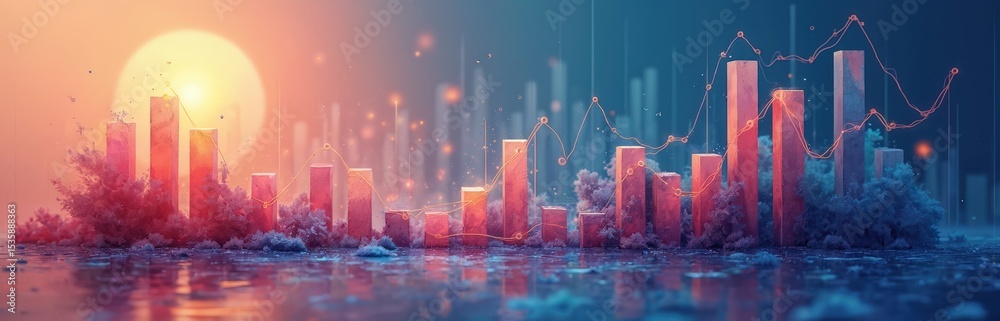 Financial market corrections illustrated by bar chart. Stock market ...