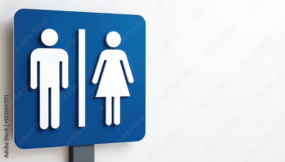 Blue restroom sign with male female figures. Indicating public restroom ...