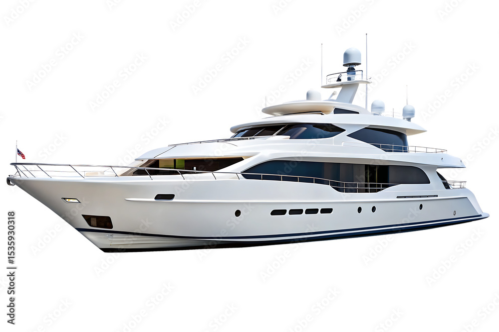 Large White Luxury Motor Yacht Side Profile View Multiple Decks ...
