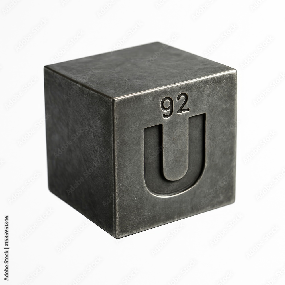 Uranium block with black cube design and symbol U Stock Illustration ...