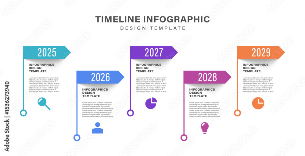 Timeline Infographic Design Template With Flags And Years. Business And ...