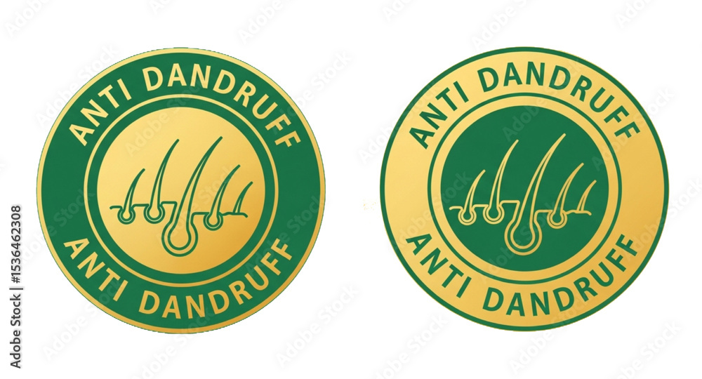 Anti Dandruff Round Seal Badges with Hair Follicles Icon | Product ...
