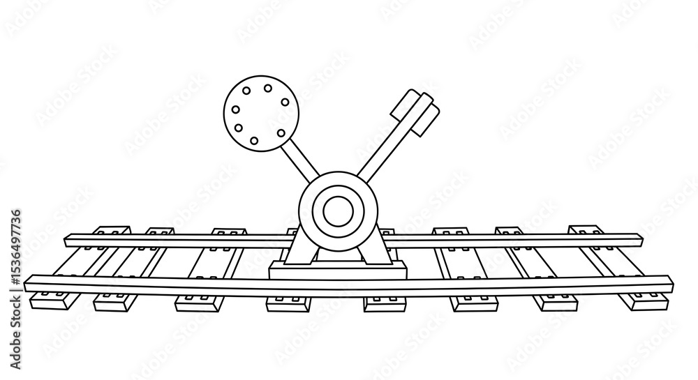 Railroad switch illustration, train track diagram, railway point lever ...