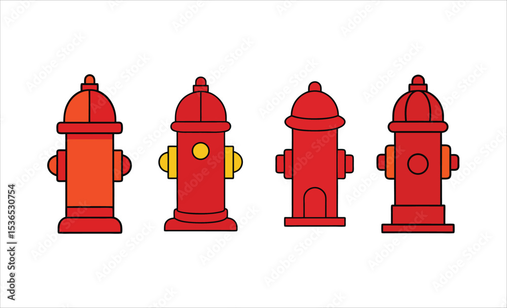 A set of fire hydrant colorful vector art illustration Stock Vector ...