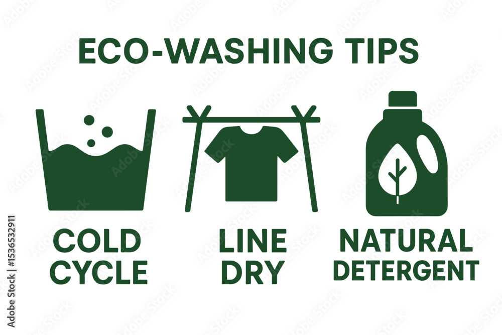 Eco-Washing Care Symbols. Vector illustration of clothing care symbols ...