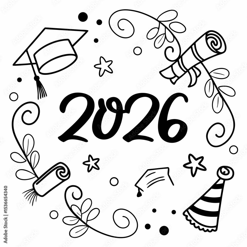 Graduation 2026 class of 2026 graduation cap diploma party hat Stock ...