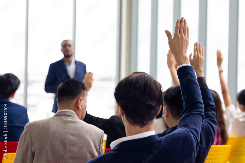 Question and answer audience or crowd : Active participation Asian man ...