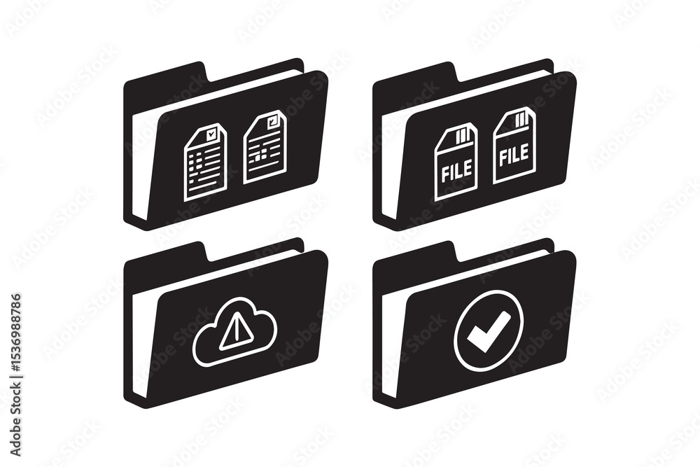Folder icon vector set. Desktop black and yellow folder icon. Office document folder vector ...