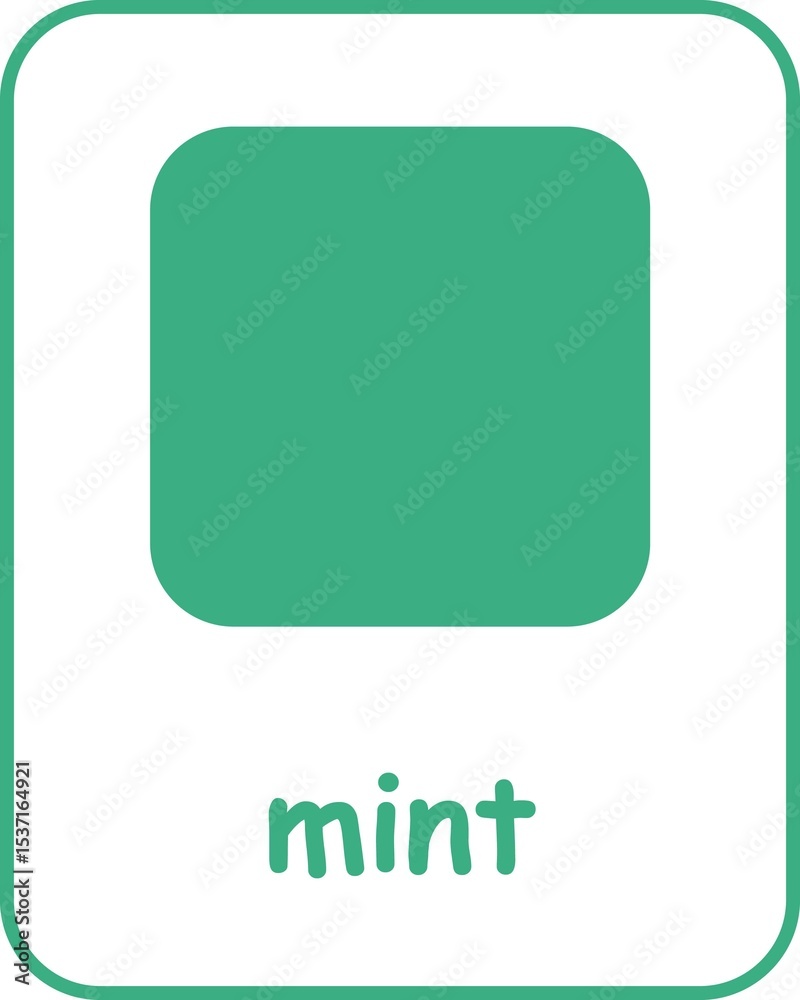 Mint Color Flashcard, Colors Flashcards for Kids, Printable Flashcards ...