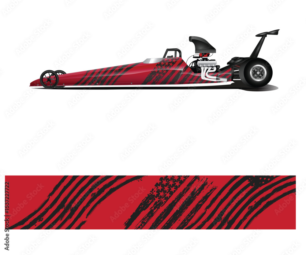 Red and Black Grunge American Flag Top Fuel Dragster Design Stock ...