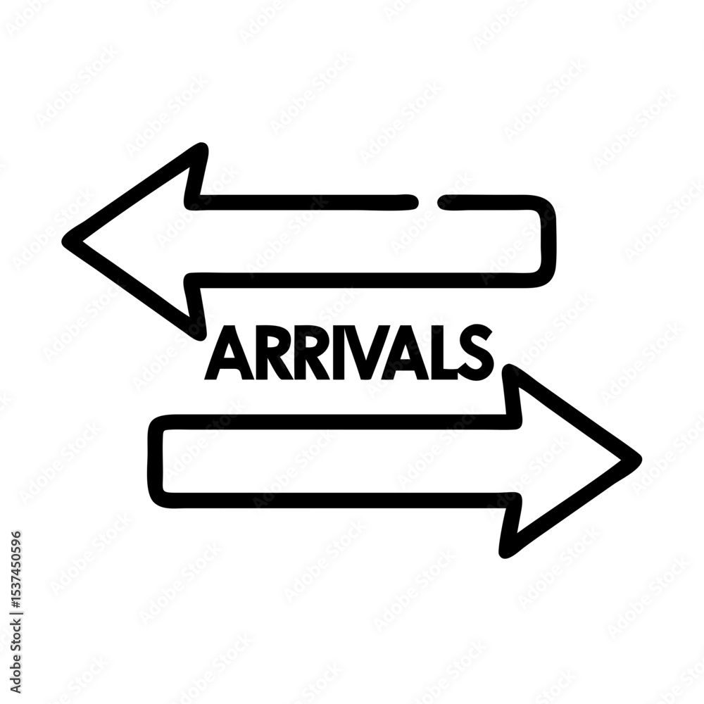 Arrivals and departures graphic with opposite arrows. Flowchart symbol ...