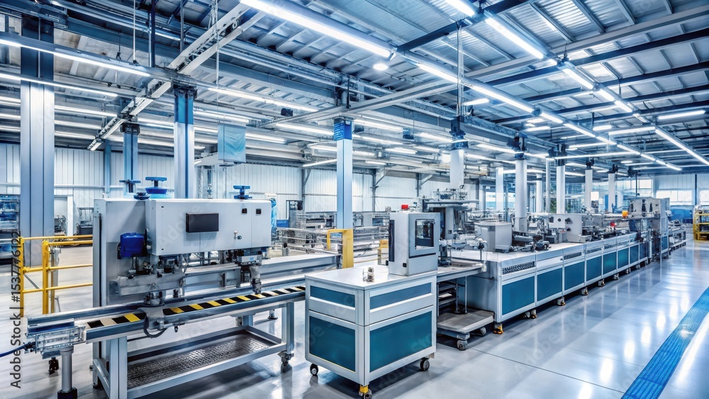 Industrial automation equipment on a production line in a modern ...