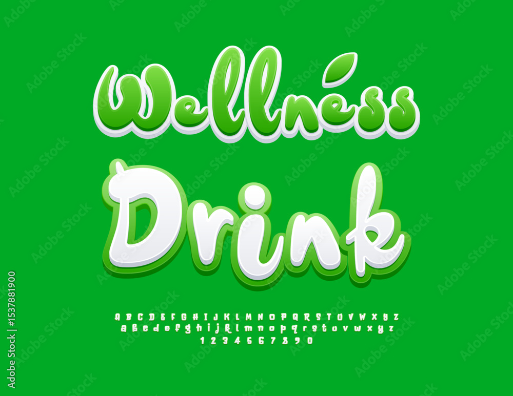 Vector Healthy logo Wellness Drink. Playful White and Green Font ...