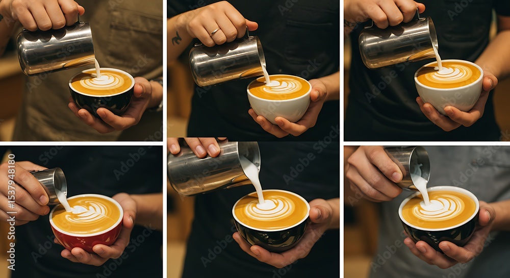 Fotografie Mastering Latte Art A Step-by-Step Guide to Perfect Milk ...