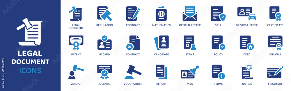 Legal Document - Icon Collection. Thin Line Set contains such Icons as ...