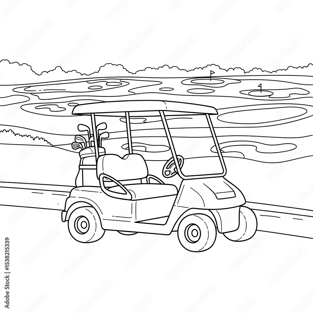 Golf cart coloring page for kids printable activity sheet vector ...