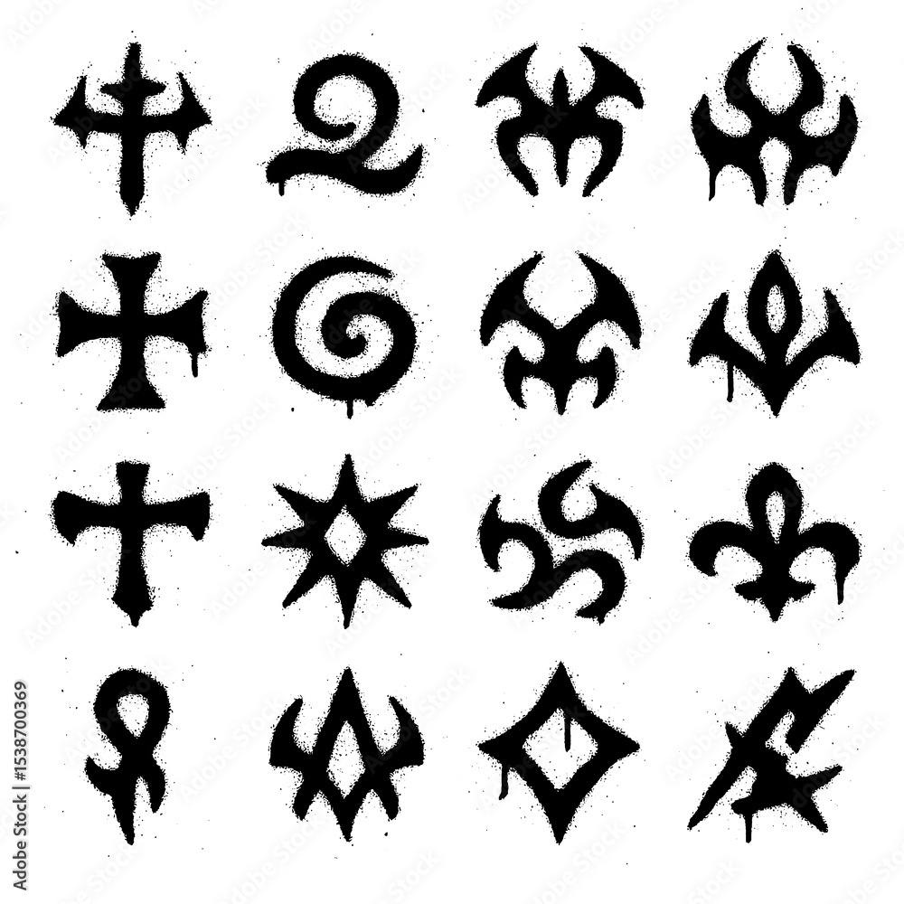 Spray Paint Primitive Symbols with Blood Splatter – Abstract Tribal ...