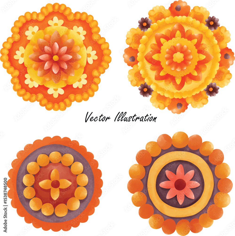 Onam Festival Clipart Set – Pookalam, Sadya, Mahabali, Kerala Elements ...