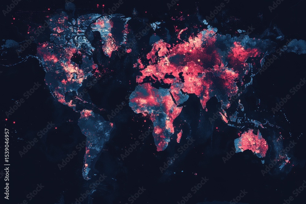 Illustration Stock Global map depicting the spread of virus infection ...