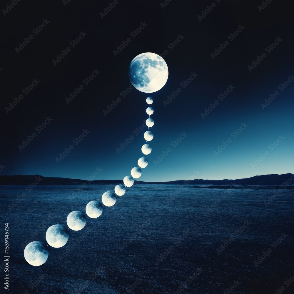 Lunar Ascent Phases of the Moon over Dark Terrain, Moon Phases, Space ...