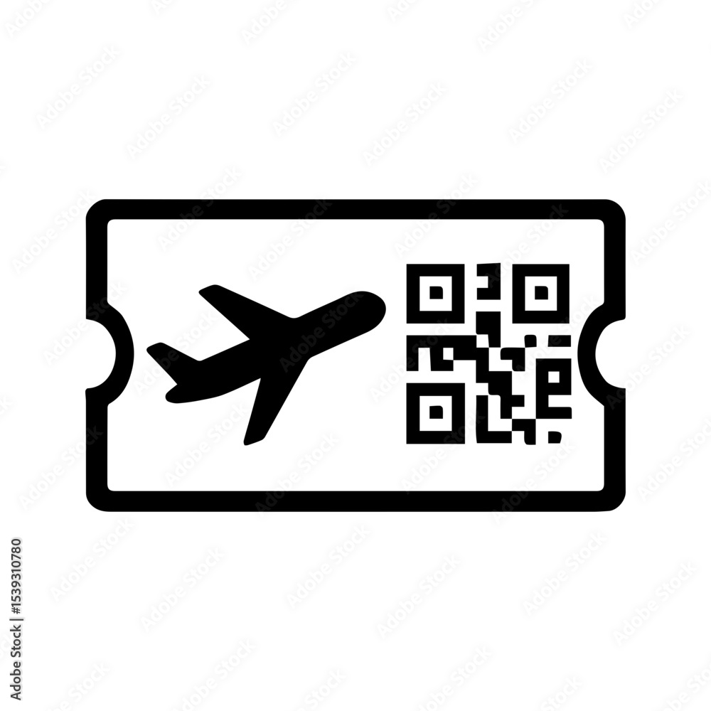 Vector de Stock Boarding pass ticket icon with QR code for airline ...
