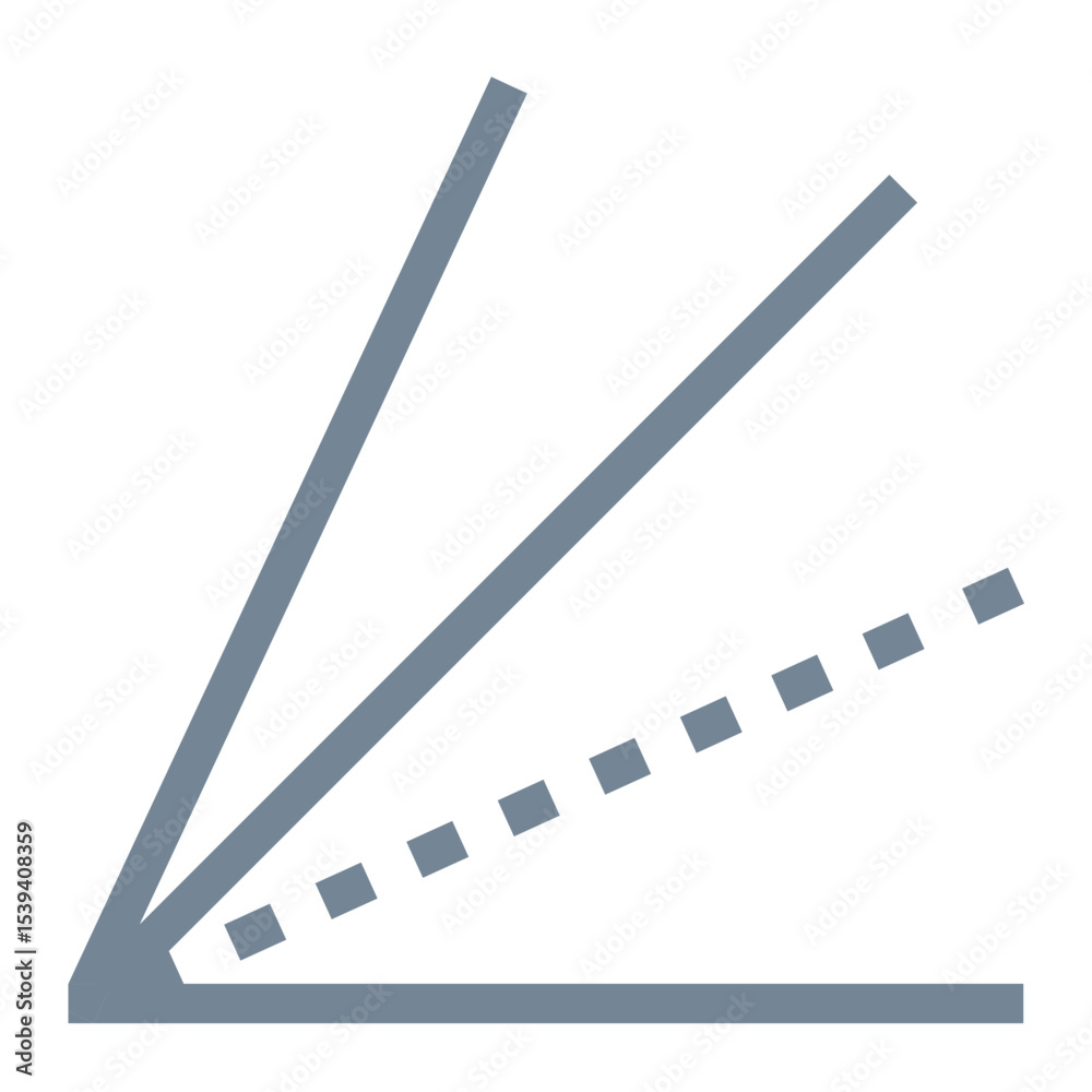 Illustration of an angle with a solid horizontal line and two lines at ...
