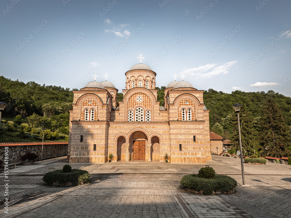 Front view of Nova Crkva Svetog Save at Celije Monastery, Serbia, its ...