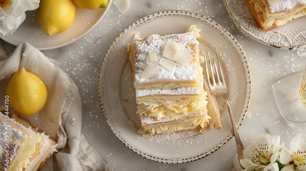 Beautifully layered mille feuille pastry with crisp puff pastry layers ...
