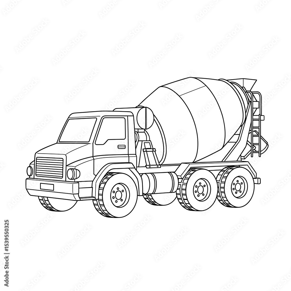 Cement truck coloring page for kids, printable construction vehicle ...