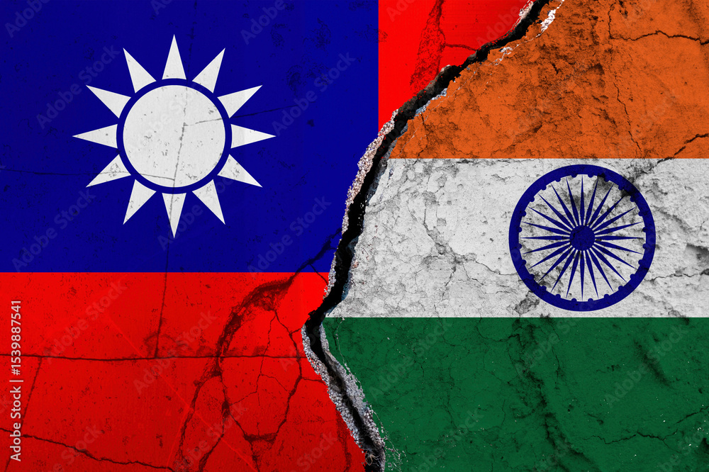Torn Flags of India and Chinese Taipei Depicting Political and Cultural ...