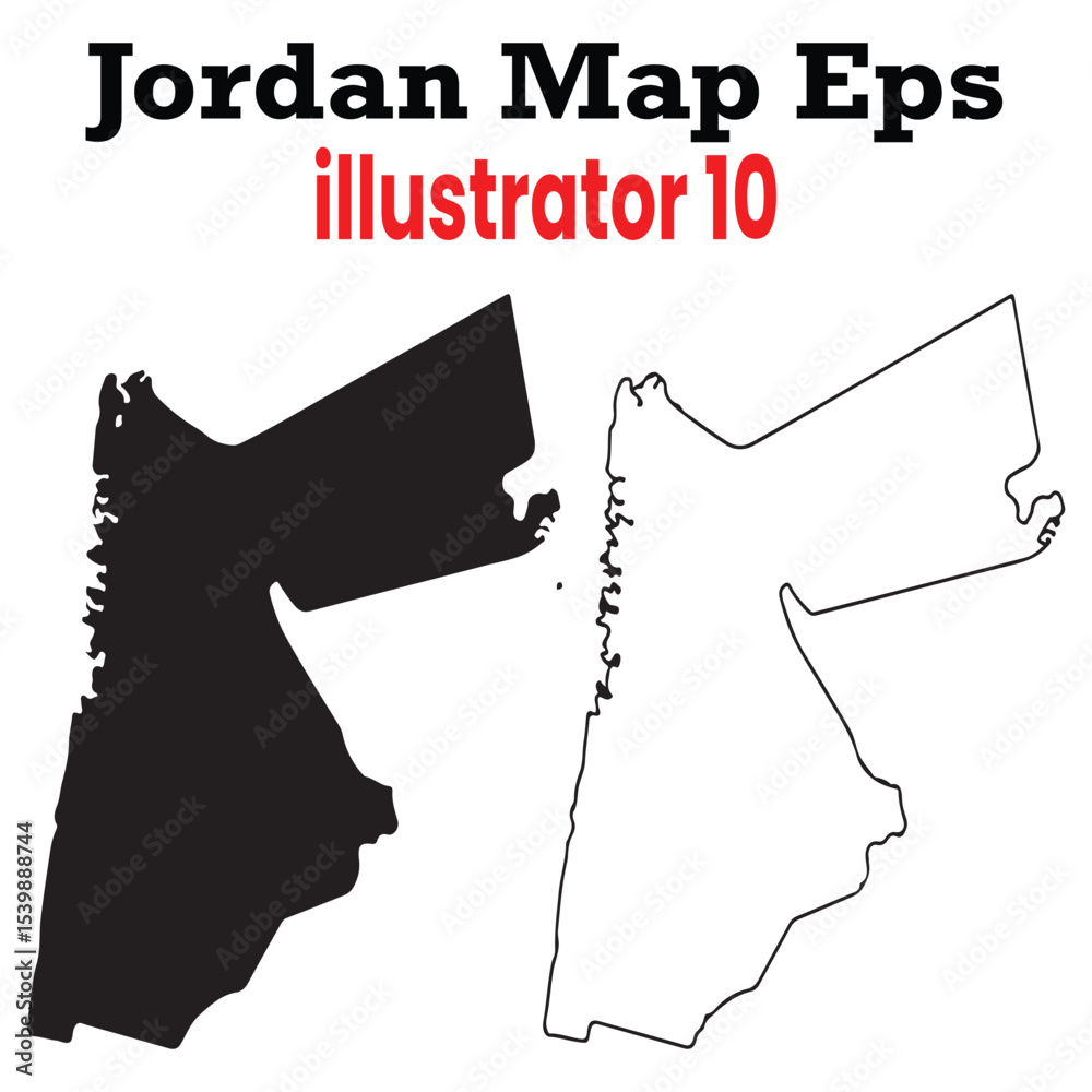 jordan map vector eps illustrator 10 editable silhouette and outline ...