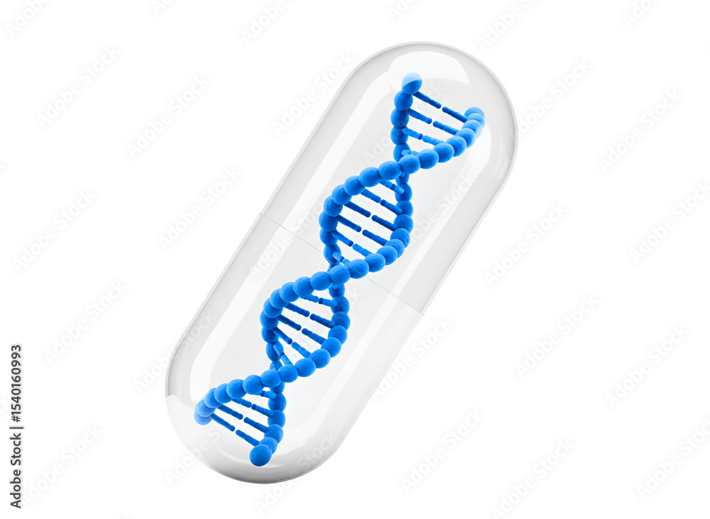 Dna helix inside capsule pill isolated on transparent background Stock ...