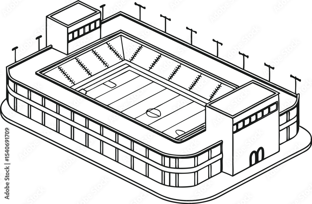 Vector de Stock Stadium and Field Blueprint Illustration Set. Blueprint ...