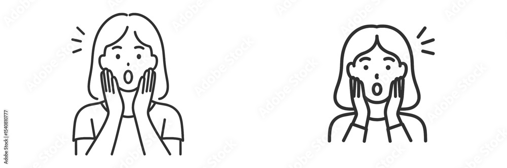 Expressions of surprise and shock illustrated in two simple line ...