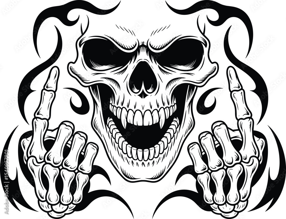 Skull Middle Finger Svg, Skeleton Svg Stock Vector | Adobe Stock