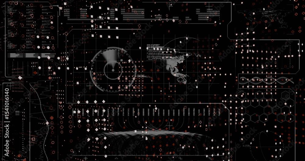 Displaying central circular radar chart rotating on digital dashboard ...
