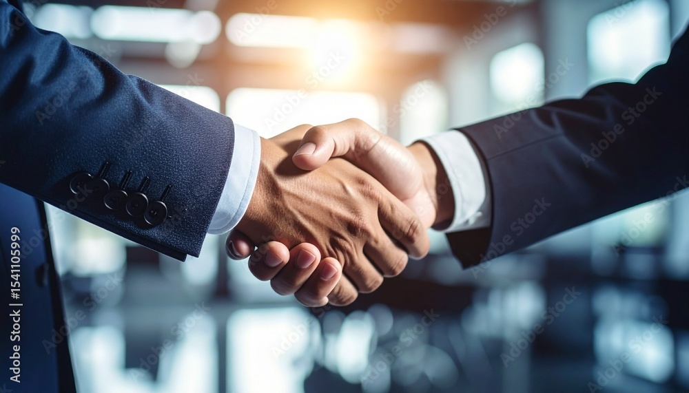 Close-up of business negotiation handshake for partnership growth in ...