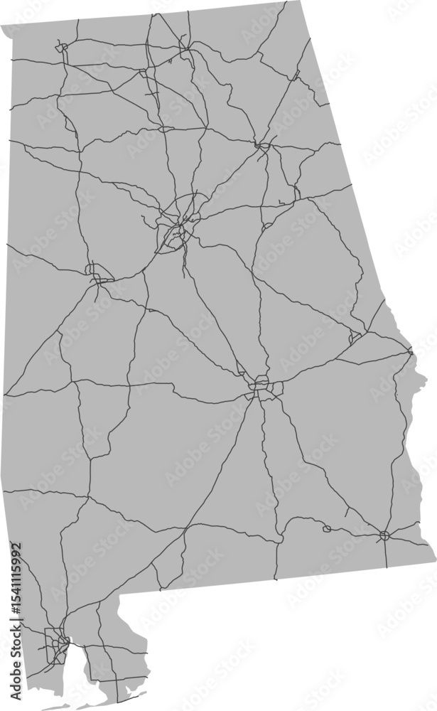 Alabama vector map of the National Highway System with state boundary ...