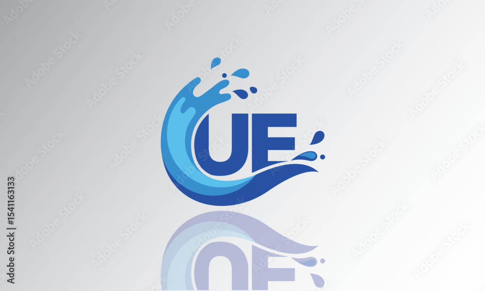 UE Wave Monogram Logo – Creative Splash Letter mark with Water Flow ...
