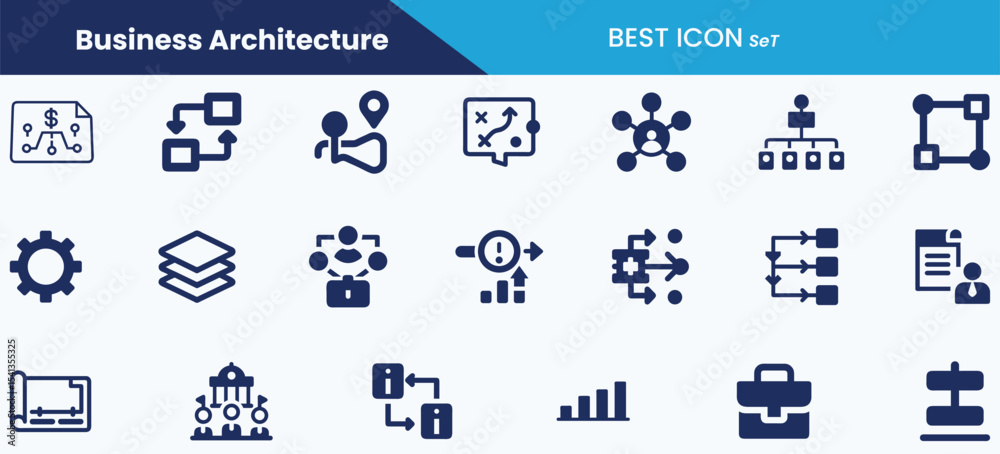 Best business architecture icon set collection. Business model ...