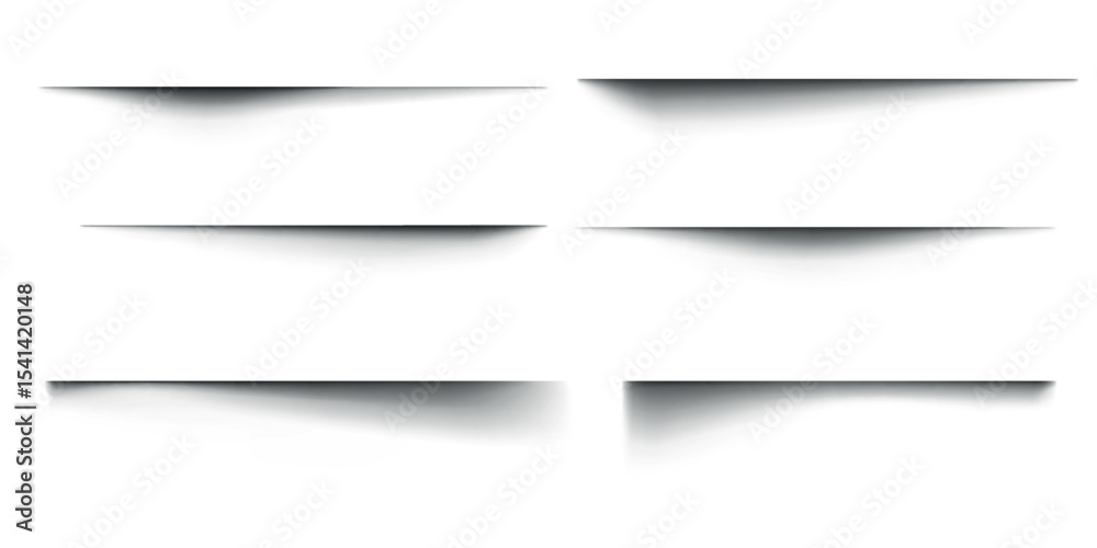 Shadow box paper line vector. 3d page frame divider set. Isolated ...